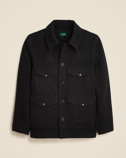 J.Crew Double-Faced Wool-Blend Cruiser Jacket in Black for Men | Lyst