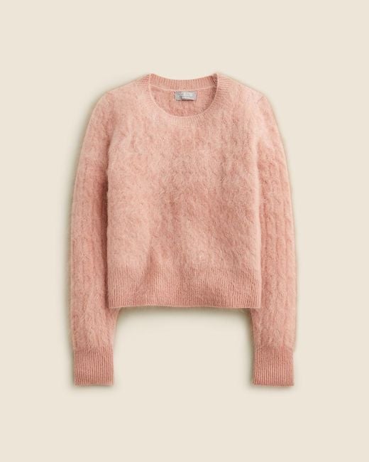 J.Crew Brushed Cashmere Cable-Knit Sweater in Pink | Lyst