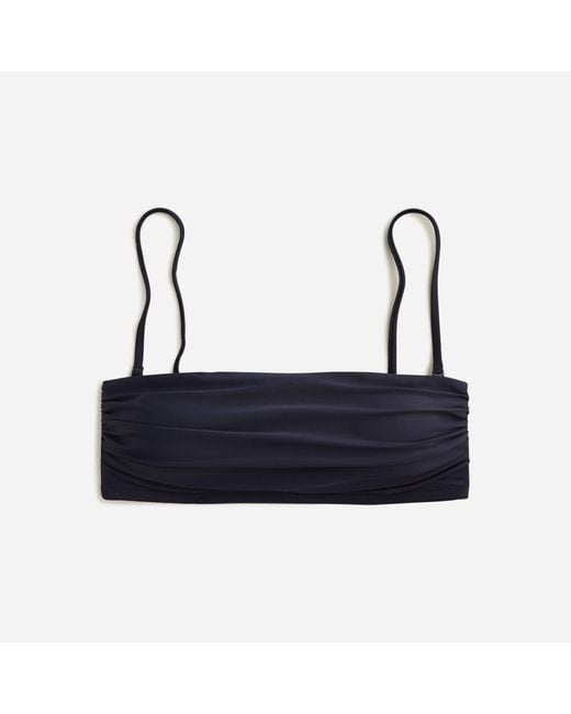 J Crew Ruched Bandeau Bikini Top In Blue Lyst