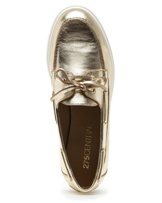 275 Central "275 Central Pam Boat Shoe Platino Leather in Metallic | Lyst