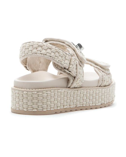 Steve Madden "Steve Madden Bigmona Sandal Bone Woven in White | Lyst
