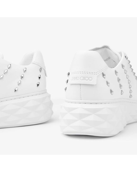 Jimmy Choo Diamond Light Maxi Leather Low-top Trainers in White | Lyst