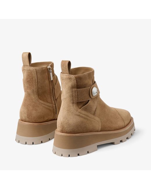 Jimmy Choo Velvet Suede Zip-Up Ankle Boots in Natural | Lyst