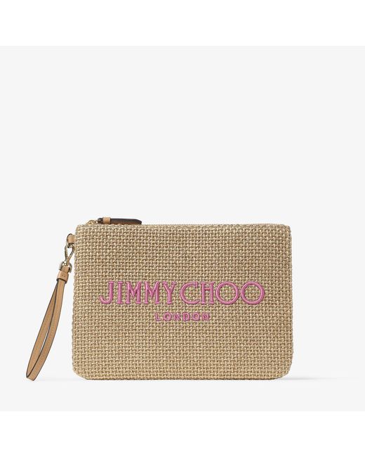 Jimmy Choo Zip Top Pouch in Natural | Lyst UK