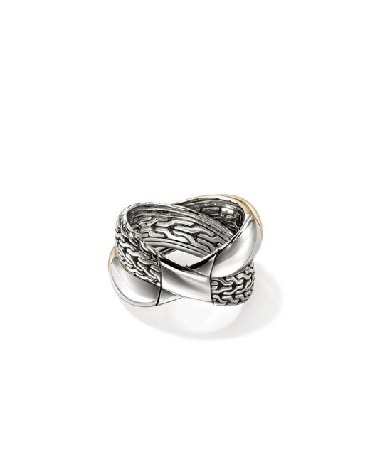 John Hardy Jh Essential Crossover Ring in Metallic | Lyst