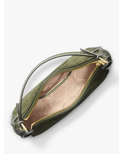 MICHAEL Michael Kors Mk Preston Small Suede Crescent Shoulder Bag in ...