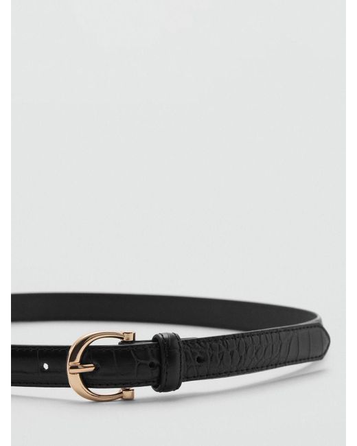 Mango Mev Animal Print Effect Belt in White | Lyst UK