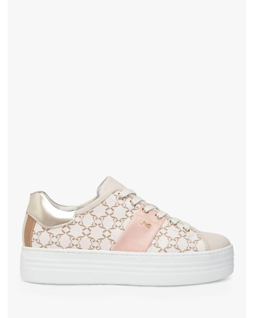 Nero Giardini Leather Flatform Trainers in Natural | Lyst UK