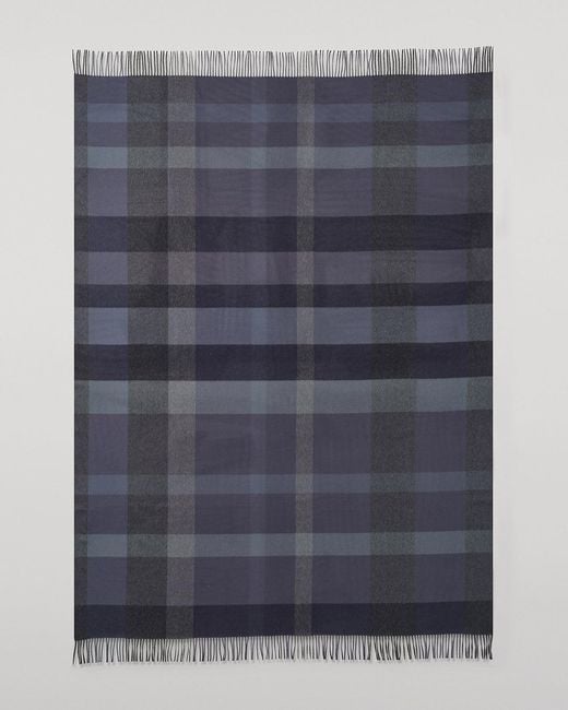 Johnstons of Elgin Umbra Cashmere Plaid Throw in Blue | Lyst UK
