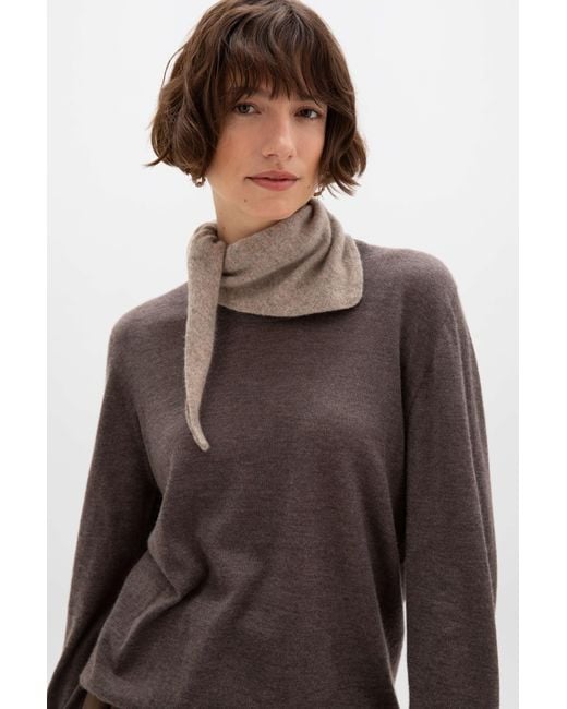 Johnstons of Elgin Gauzy Cashmere Triangle Neck Tie in Brown | Lyst UK
