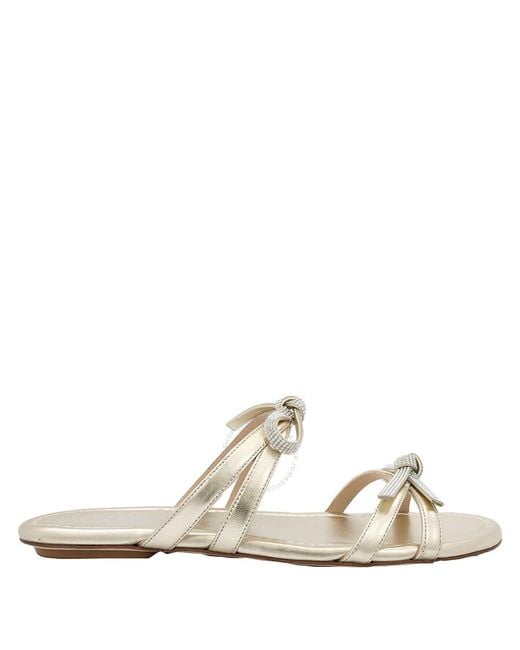 Stuart Weitzman Platino Sw Bow Slides in Natural | Lyst