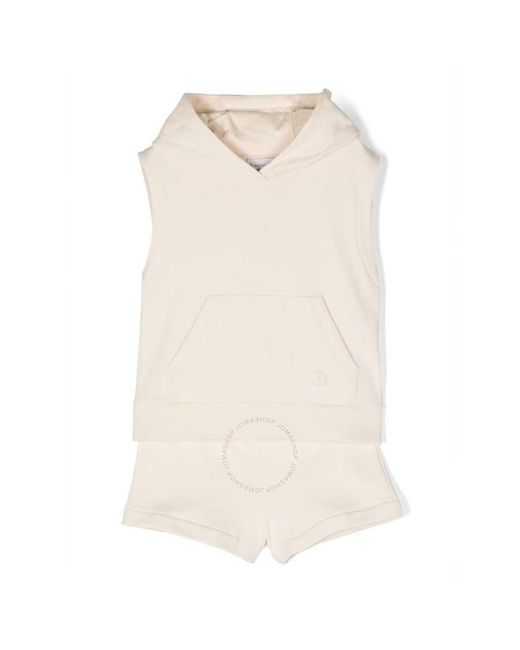Moncler Kids Embroidered Logo Fleece Track Set in Natural | Lyst