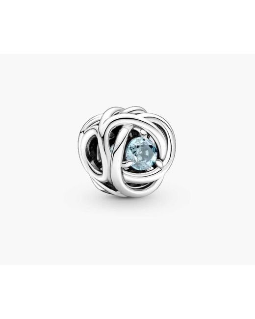 PANDORA Sterling Charm With Sea Aqua Crystal in White | Lyst