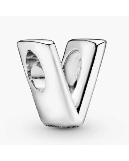 PANDORA Letter V Charm in White | Lyst UK