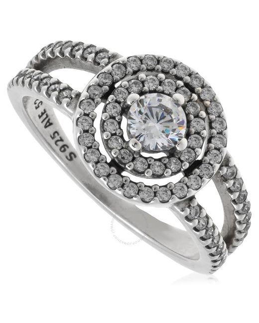 PANDORA Ladies Sterling Sparkling Double Halo Ring in White | Lyst UK