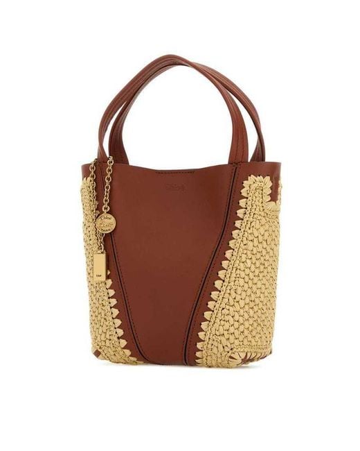 Chloé Two-Tone Leather And Raffia Bucket Bag Claybrown Borse A Mano ...
