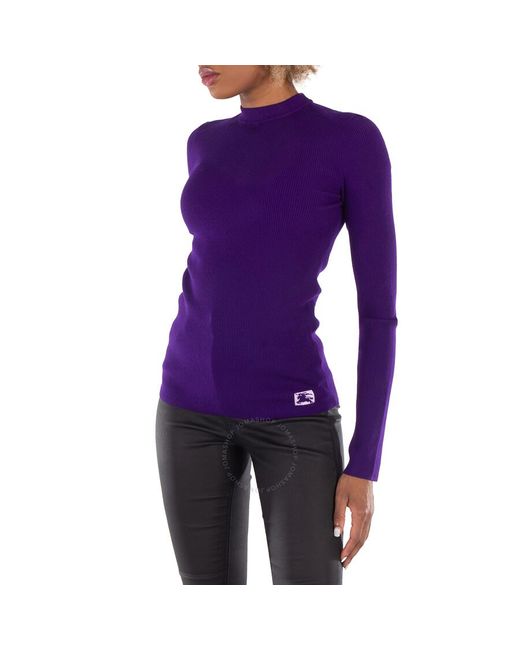 Burberry Equestrian Knight Logo Wool Blend Sweater in Purple | Lyst