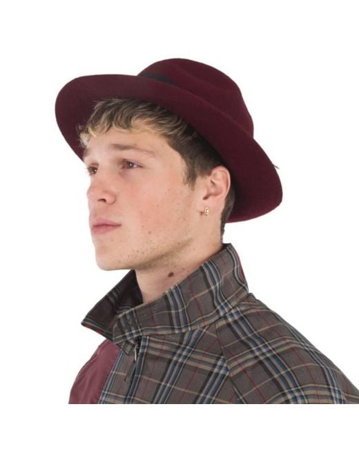 Yohji Yamamoto Burgundy Center Crease Hat in Brown for Men | Lyst UK