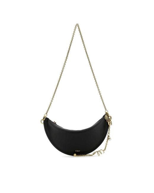 Chloé Chlo Leather Mini Halfmoon Shoulder Bag in Black | Lyst UK