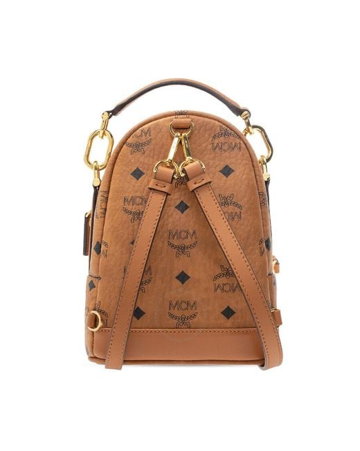 MCM Ladies Patricia Mini Cognac Backpack in Brown | Lyst