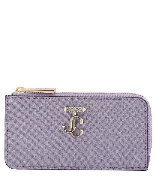 Jimmy Choo Jc Emblem Zip Card Holder in Purple | Lyst