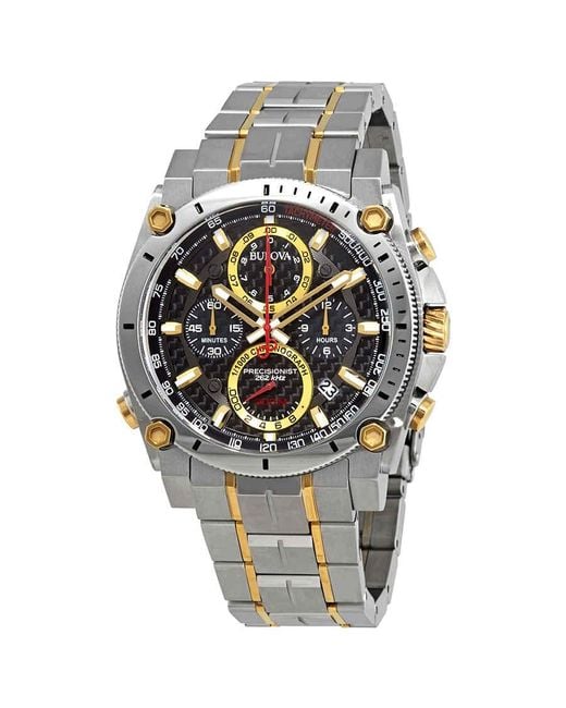 Bulova Precisionist Chronograph Black Dial Mens Watch in Black,Gold ...