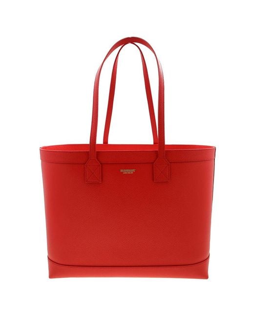 Burberry Md London Nova Check Tote Bag Medium in Red | Lyst