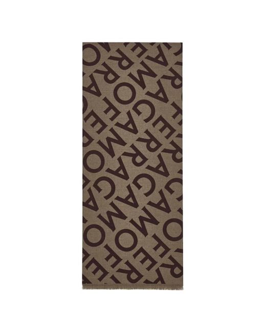 Ferragamo Reversible Logo Wool Scarf in Brown for Men | Lyst UK