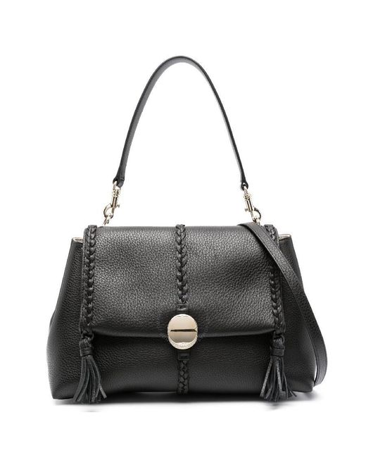 Chloé Soft Leather Penelope Shoulder Bag in Black | Lyst