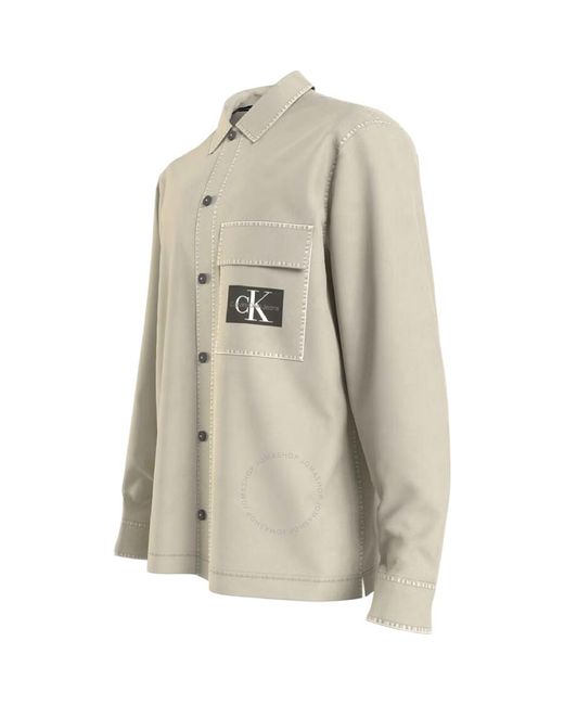 Calvin Klein Utility Logo Badge Shirt in Gray for Men | Lyst