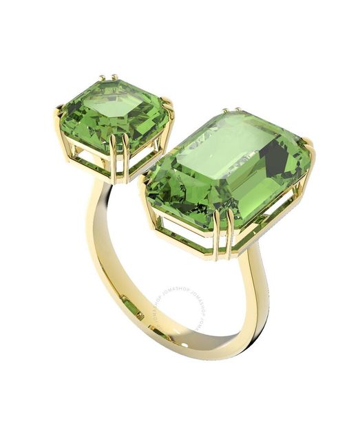 Swarovski Millenia Ring Square Cut Tone Rhodium Plated in Green | Lyst