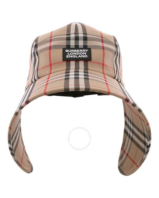 Burberry Archive Vintage Check Logo Applique Bonnet Cap in Natural for Men | Lyst