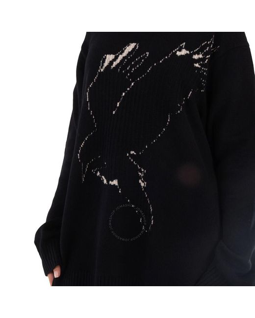 Y's Yohji Yamamoto Ys Wool Crow Motif Long-sleeved Pullover in Black | Lyst