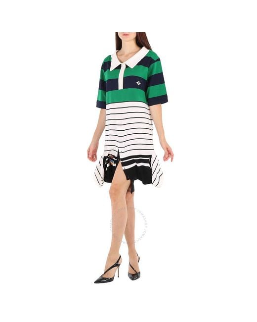 Burberry Logo Graphic Reconstructed Polo Shirt Dress in Green | Lyst