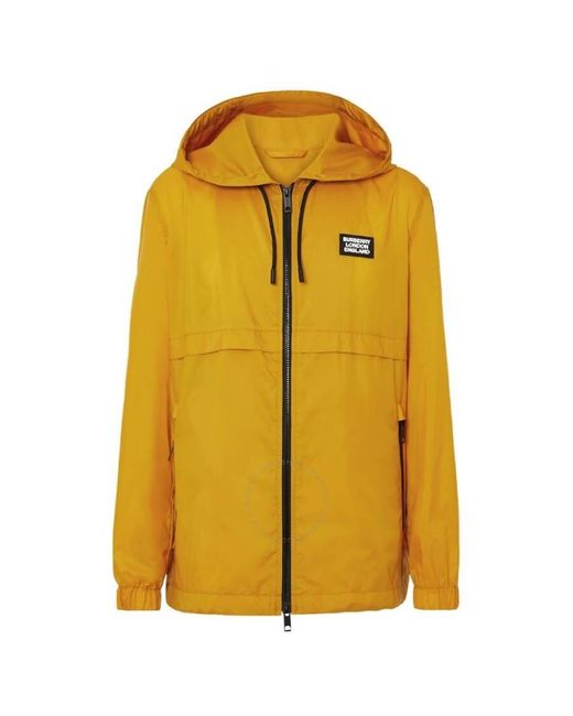 Burberry Logo Applique Pack-away Windbreaker Jacket in Yellow for Men ...