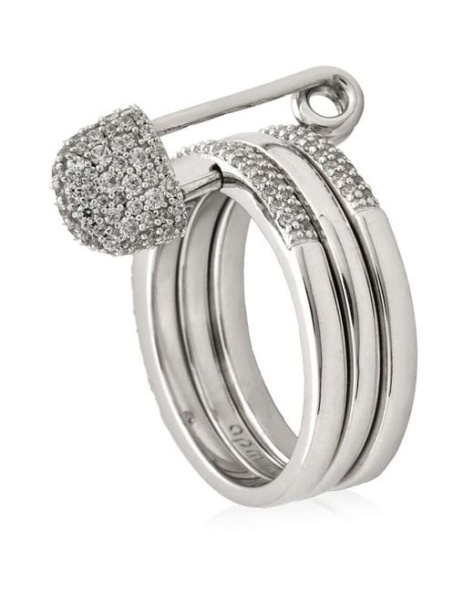 Apm Monaco Silver Safety Pin Ring in Metallic | Lyst
