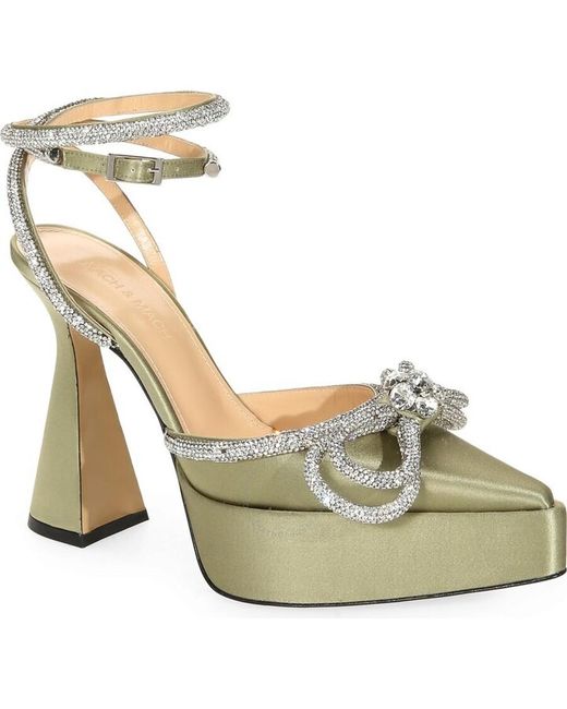 Mach & Mach Double Bow Platform Pumps in Metallic | Lyst