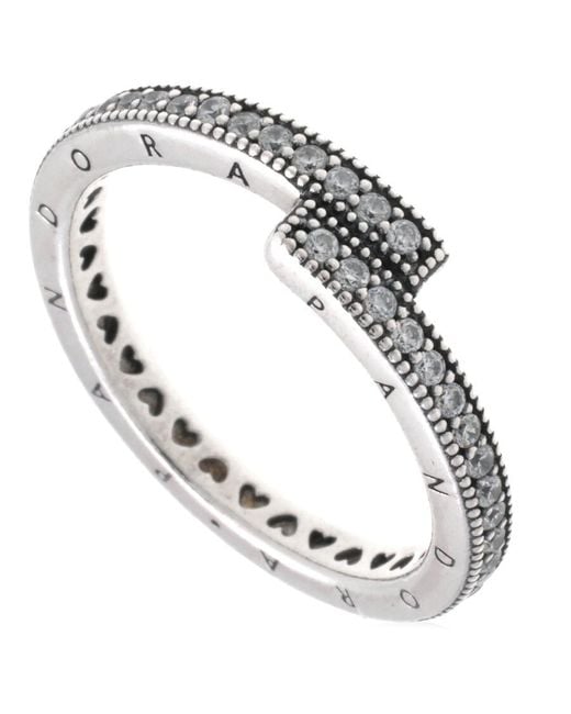 PANDORA Ladies Sterling Sparkling Overlapping Ring in Metallic | Lyst