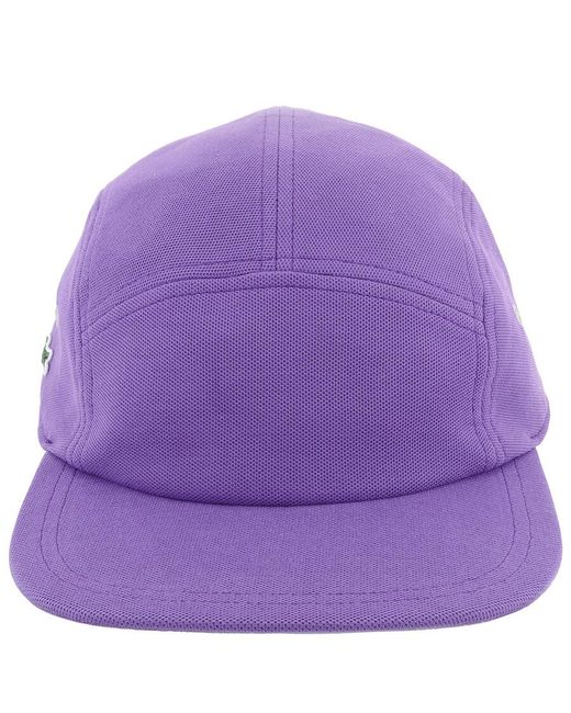 Lacoste Organic Cotton Pique Croc Patch Jockey Cap in Purple | Lyst
