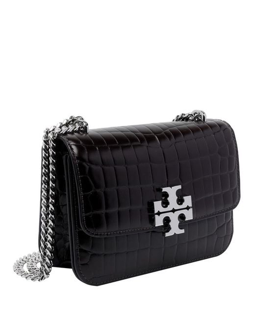 Tory Burch Small Eleanor Croc Convertible Shoulder Bag in Black | Lyst UK