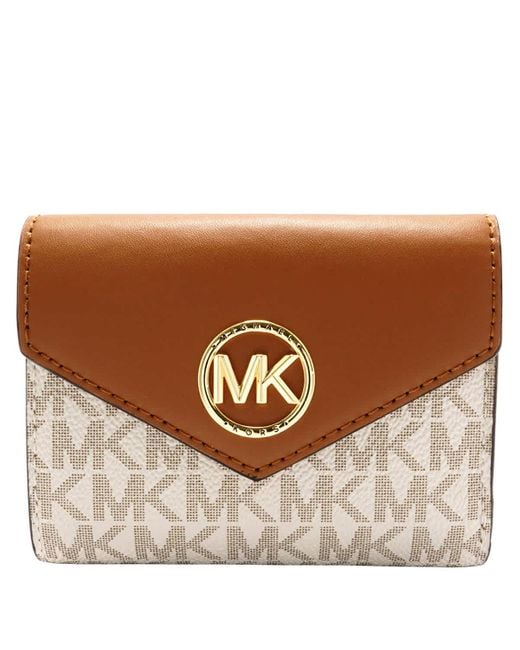 Michael Kors Signature Logo Carmen Medium Envelope Tri-fold Wallet in ...