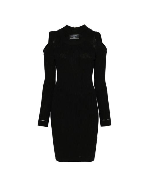 Balmain Siganture Logo Patch Knit Mini Dress, Brand Size 34 Us in Black ...