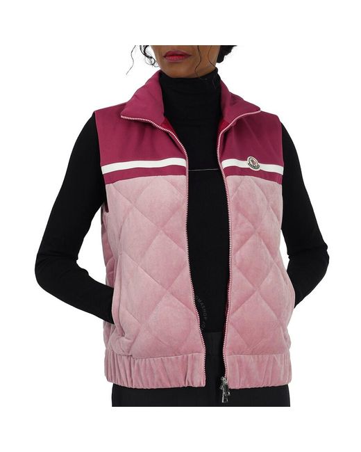 Moncler Open Logo-patch Sleeveless Jacket in Red | Lyst