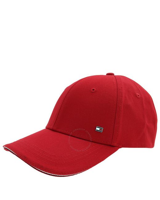 Tommy Hilfiger Logo Detail Baseball Cap in Red for Men | Lyst