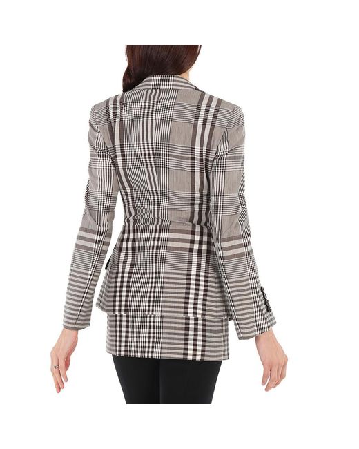 Burberry Check Basque Detail Tailored Jacket in Gray | Lyst