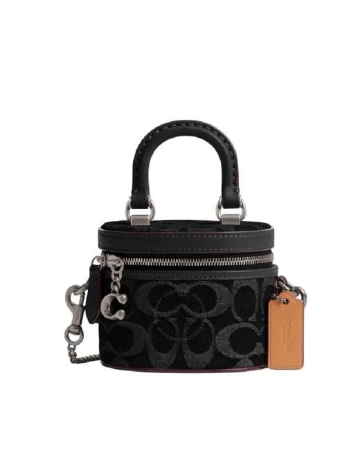 COACH Signature Denim Trail Crossbody Bag in Black | Lyst