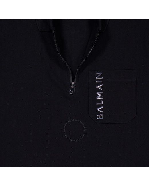 Balmain Laminato Logo-Lettering Polo Shirt in Black for Men | Lyst