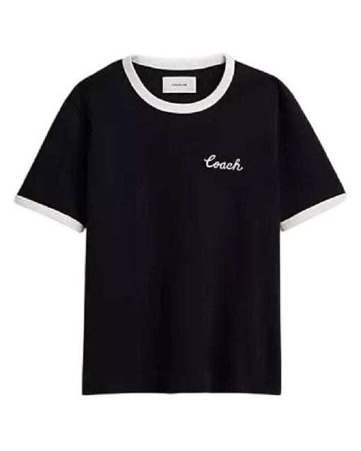 COACH Logo Embossed T Shirt in Black | Lyst UK