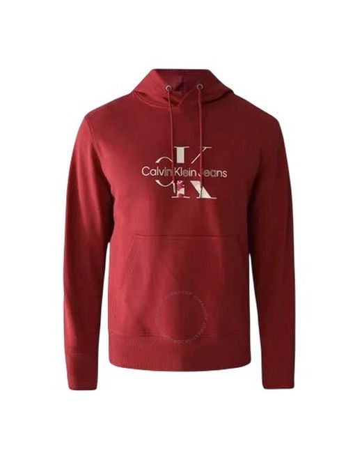 Calvin Klein Ck Disrupted Outline Logo Hoodie in Red for Men | Lyst UK