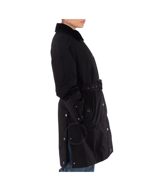 Burberry Cotton Ekd Embroidered Waxed Coat in Black | Lyst